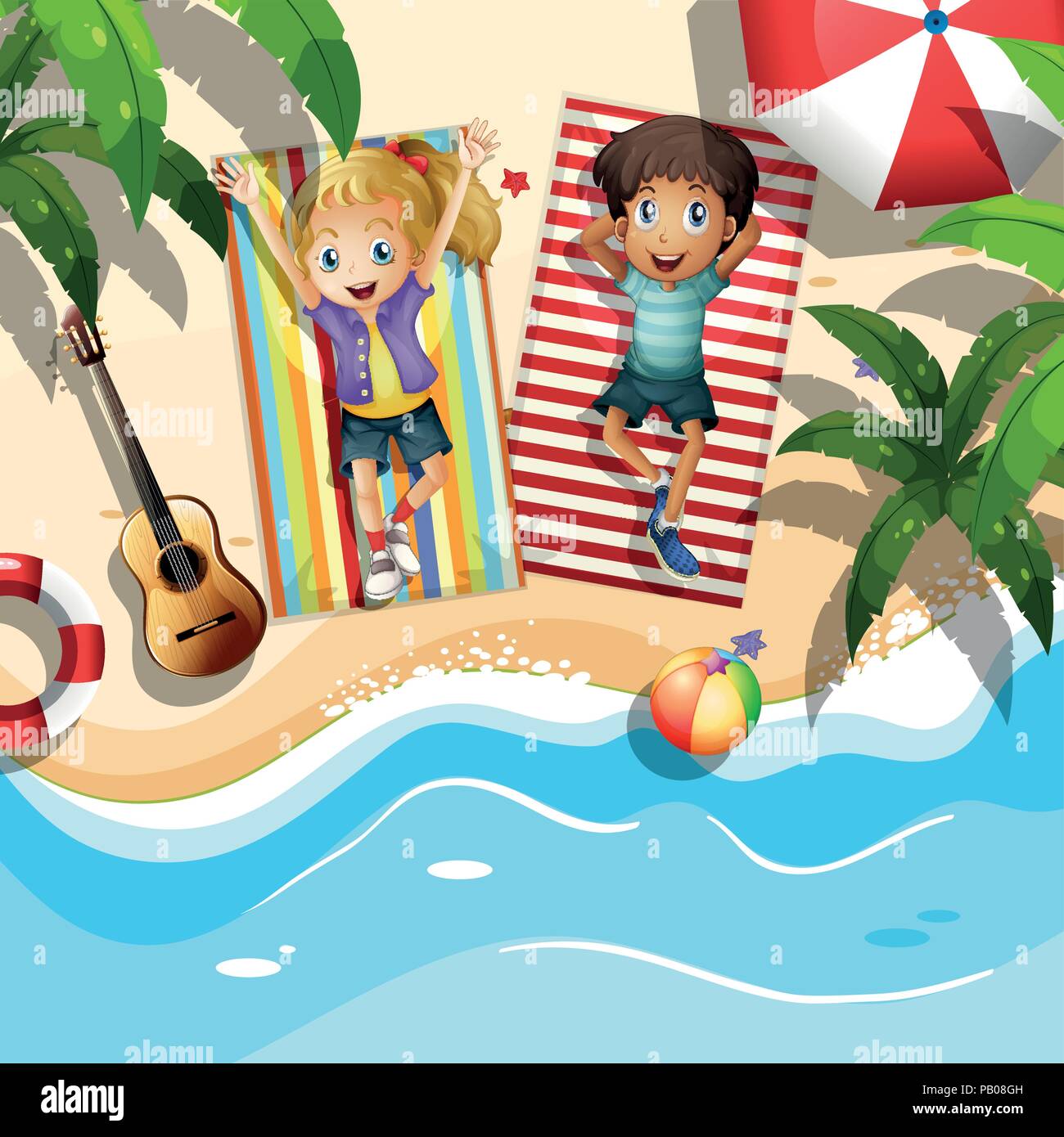 Man woman relaxing beach Stock Vector Images - Alamy