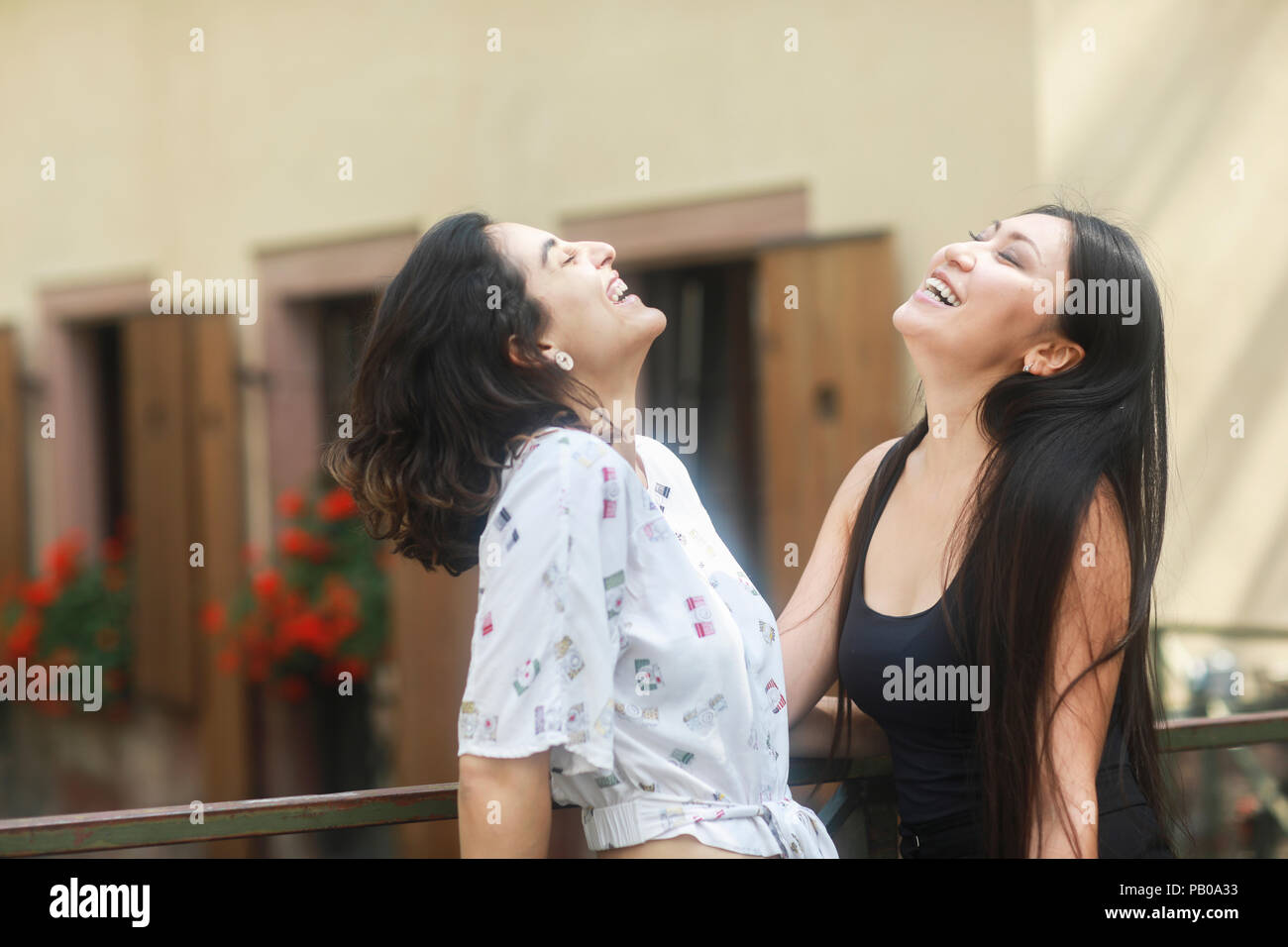 Beauty woman laughing head back hi-res stock photography and images - Alamy