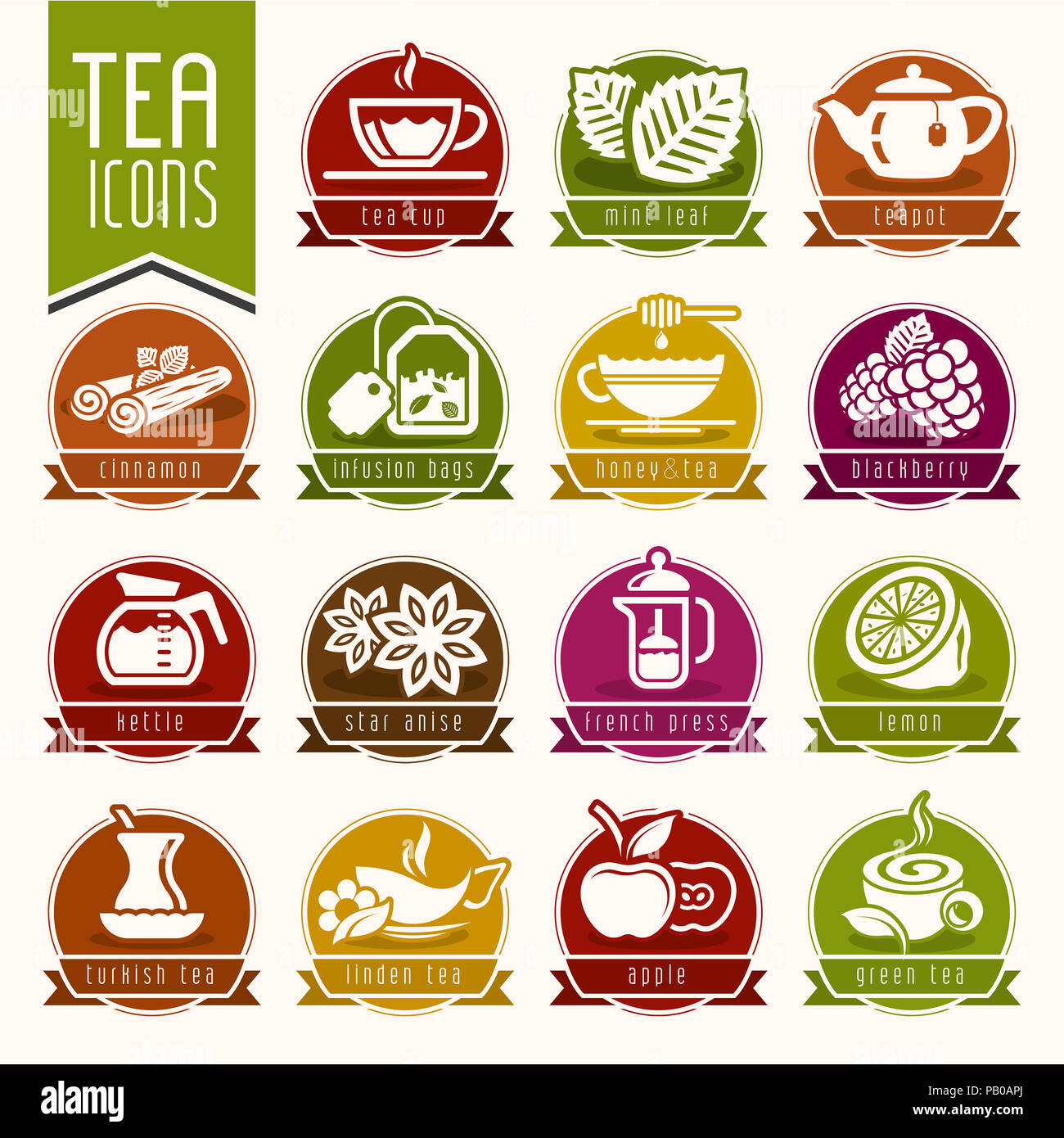 Tea icon set Stock Photo - Alamy