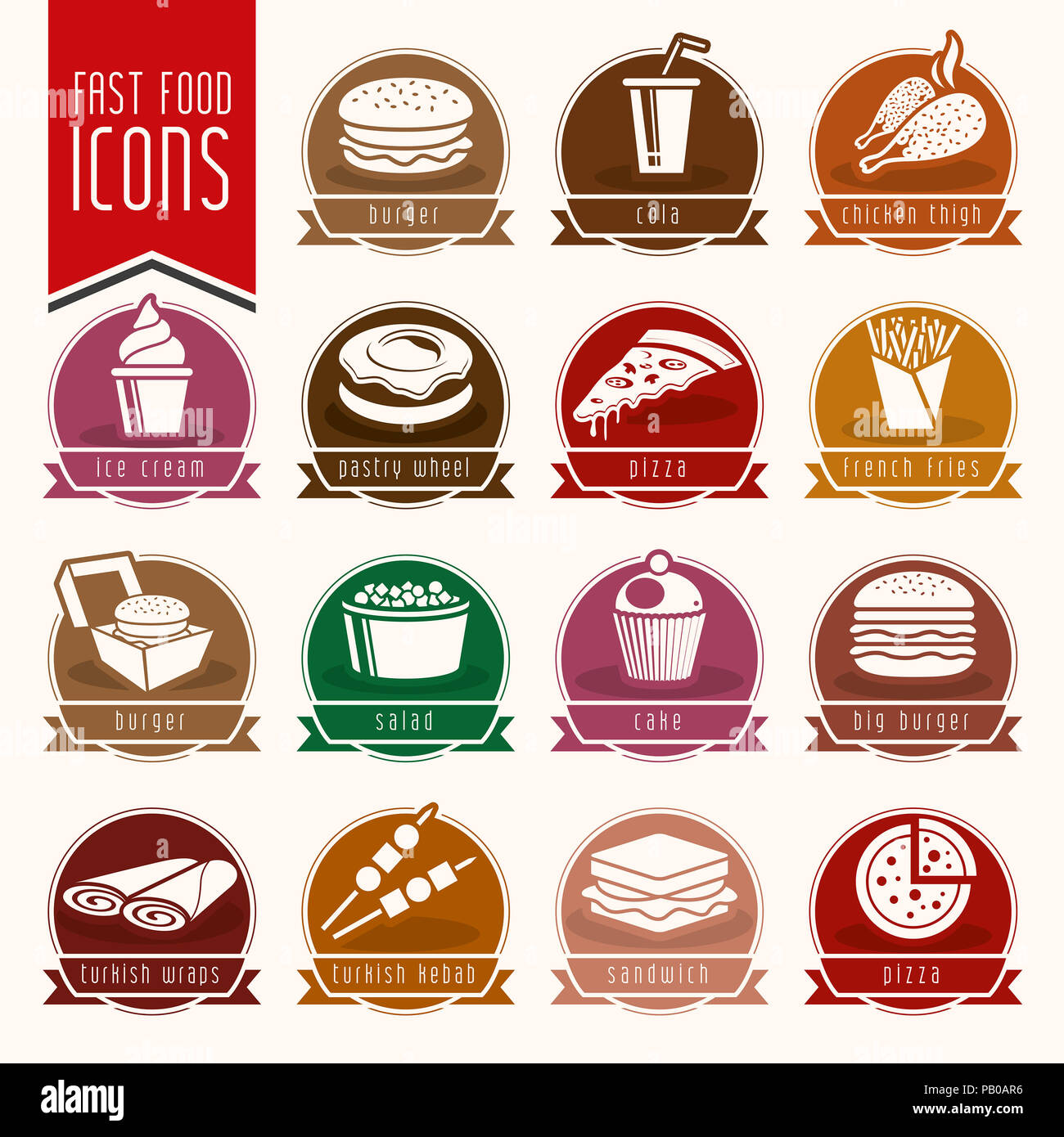Fast food icons Stock Photo - Alamy