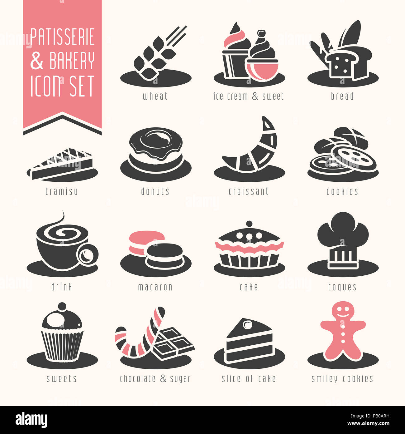 Bakery, patisserie icon set Stock Photo - Alamy