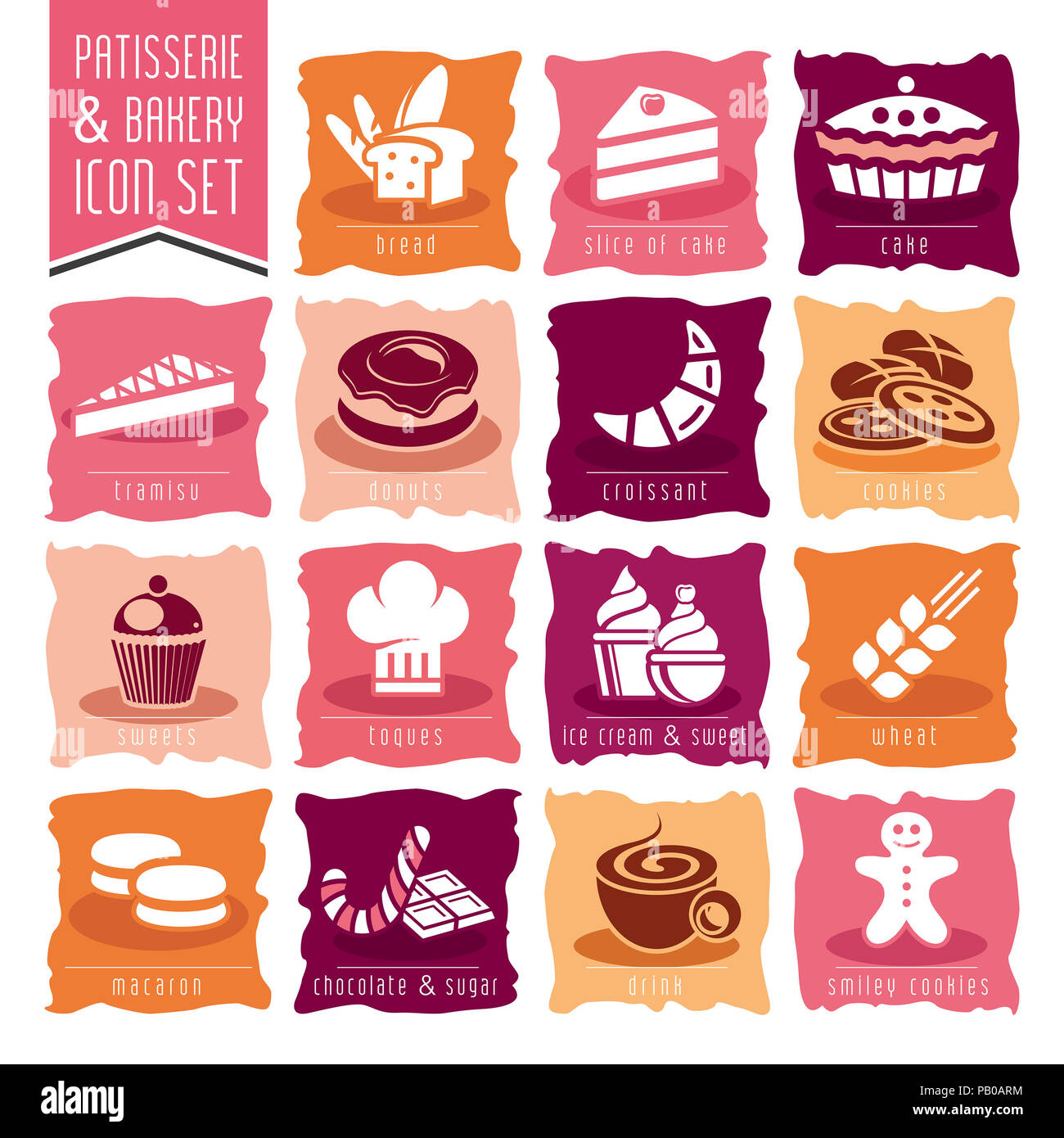 Bakery, patisserie icon set Stock Photo - Alamy