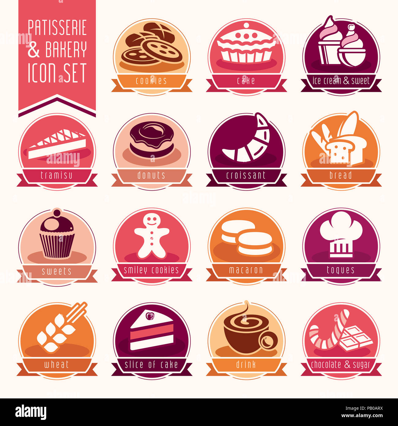 Bakery, patisserie icon set Stock Photo - Alamy