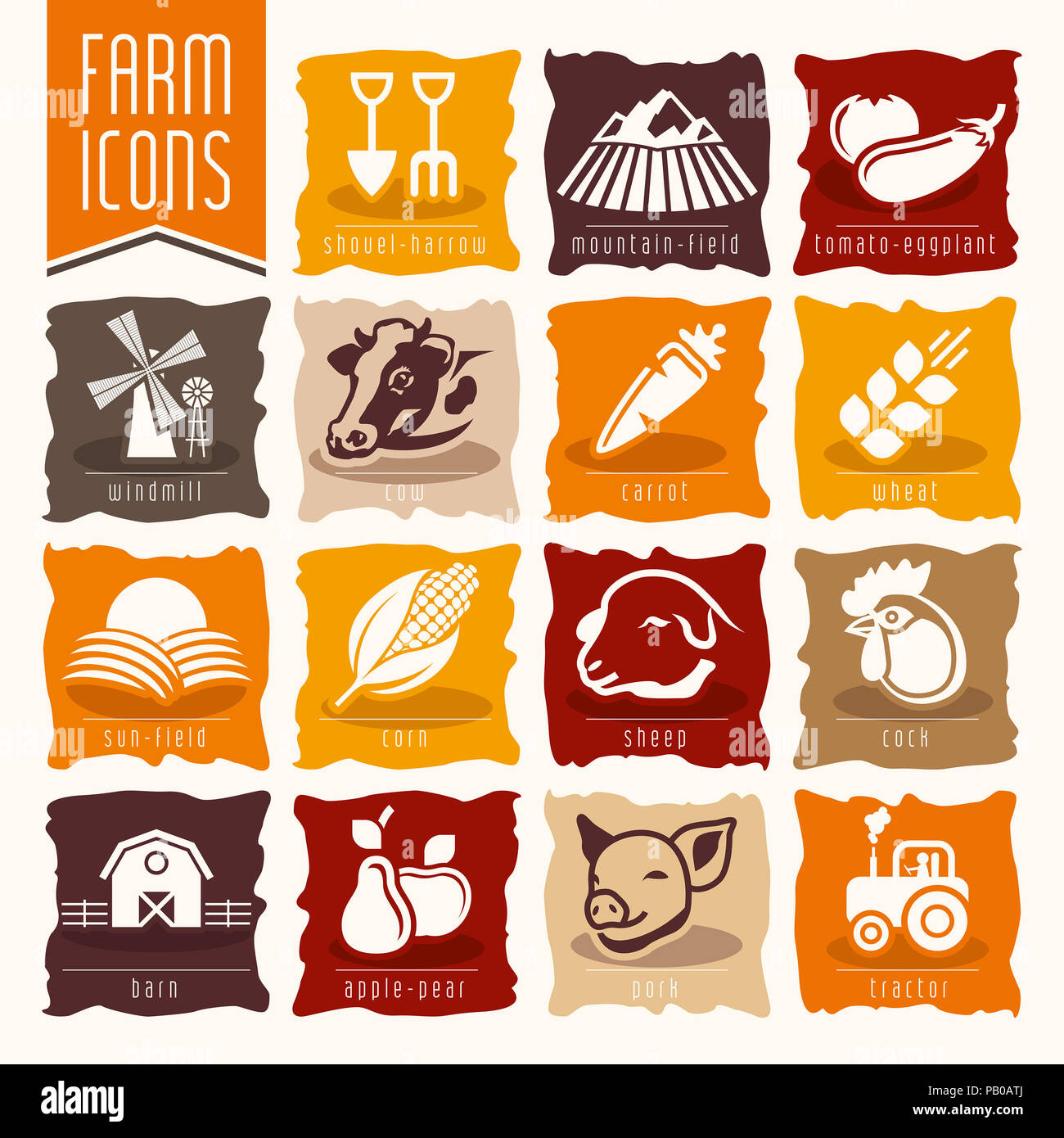 Farm icon set Stock Photo - Alamy