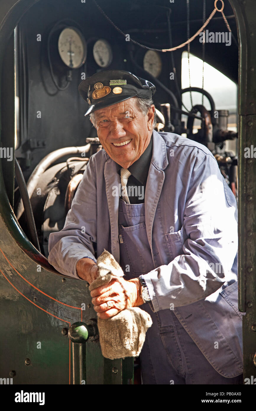 Stream Train Engine man Stock Photo - Alamy