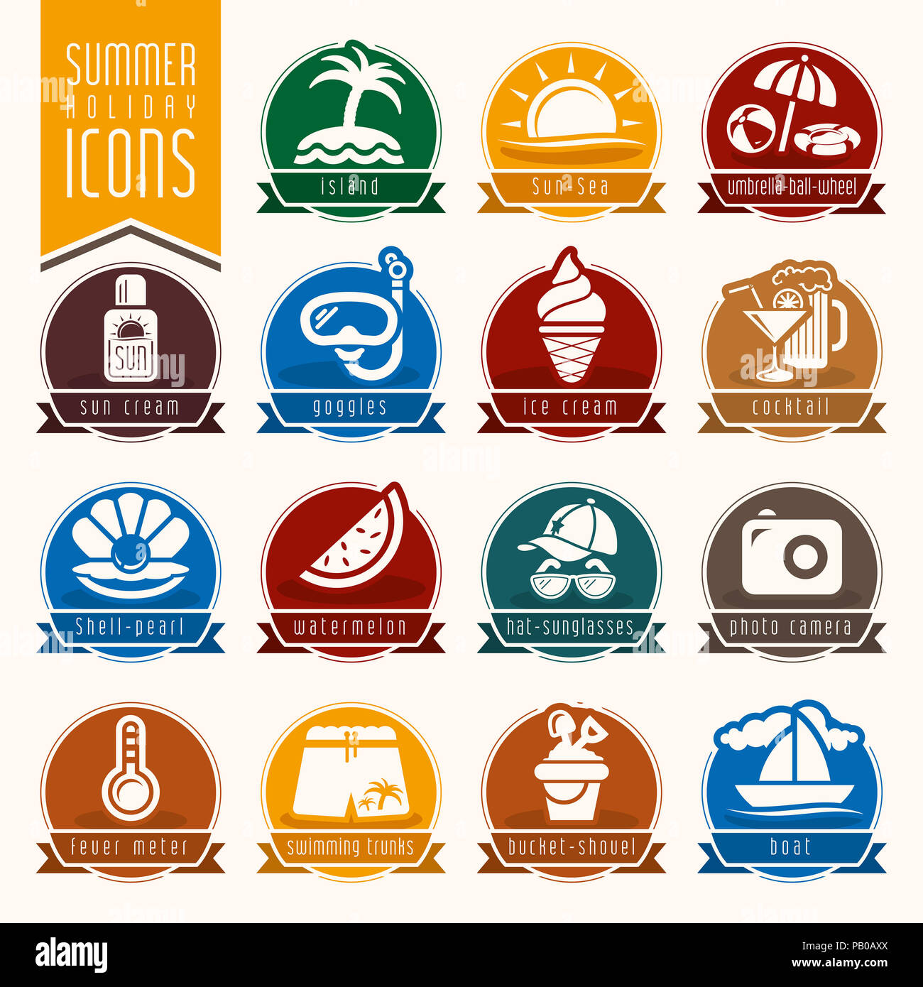 Summer icon set Stock Photo - Alamy