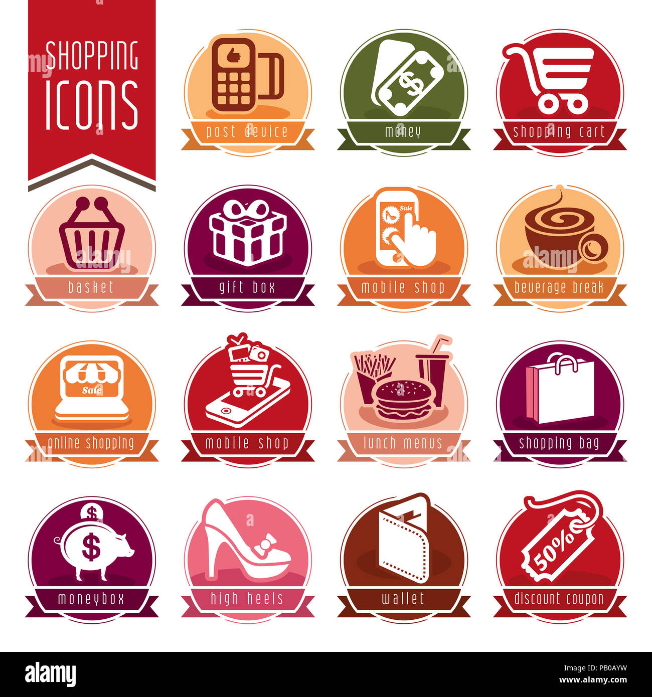 Shopping icon set Stock Photo - Alamy