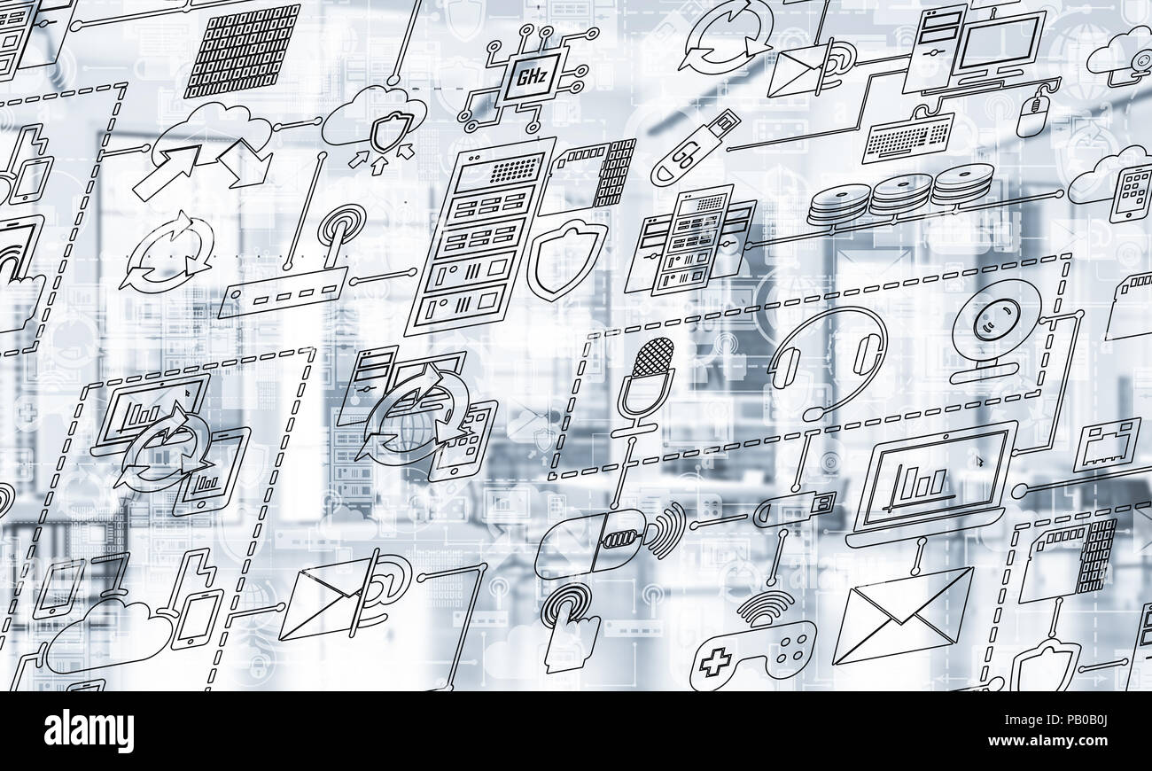 Technology background image with media interface as connection a Stock ...