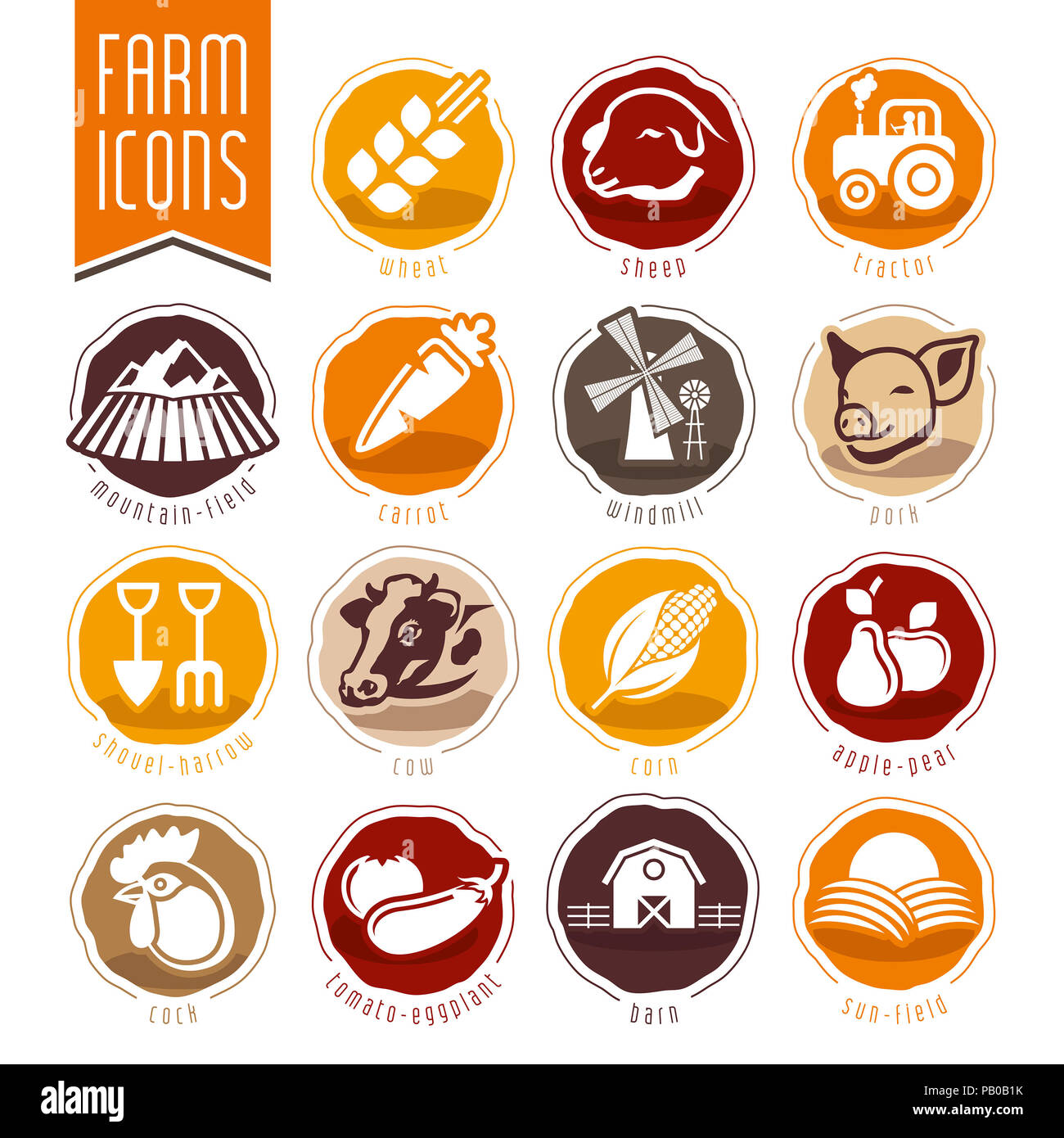 Farm icon set Stock Photo - Alamy