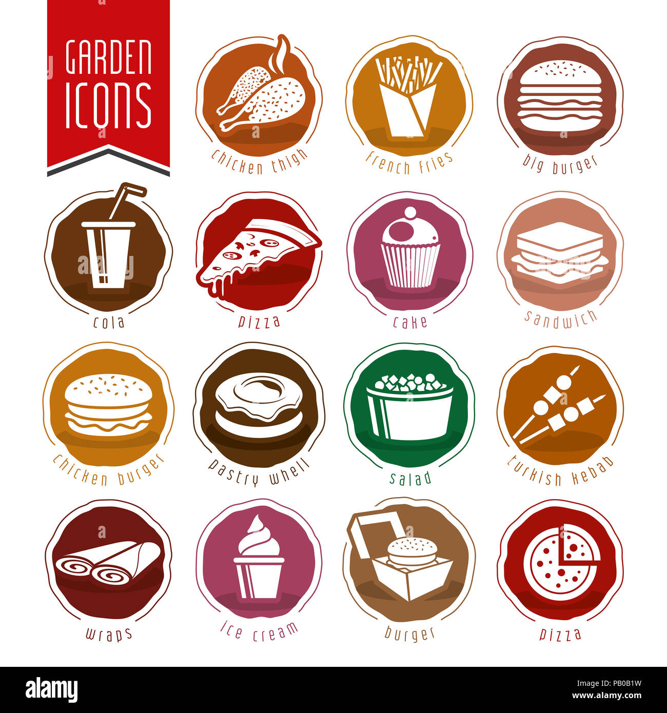 Fast food icons Stock Photo - Alamy