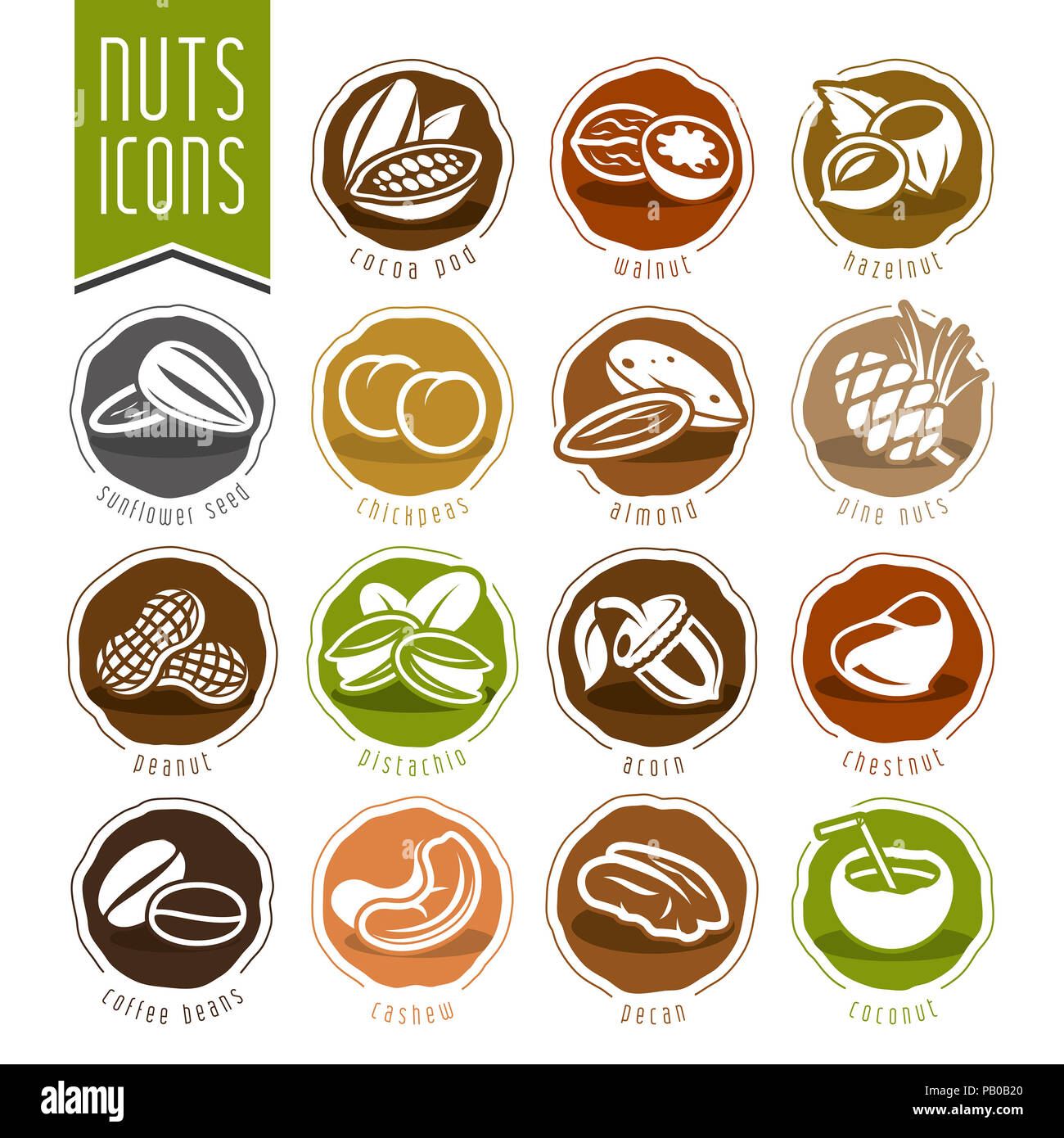 Nuts icon set Stock Photo - Alamy