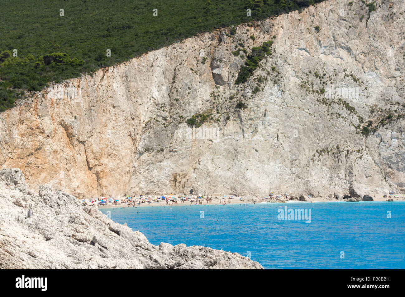 Amazing seascape of blue waters of Porto Katsiki Beach, Lefkada, Ionian ...