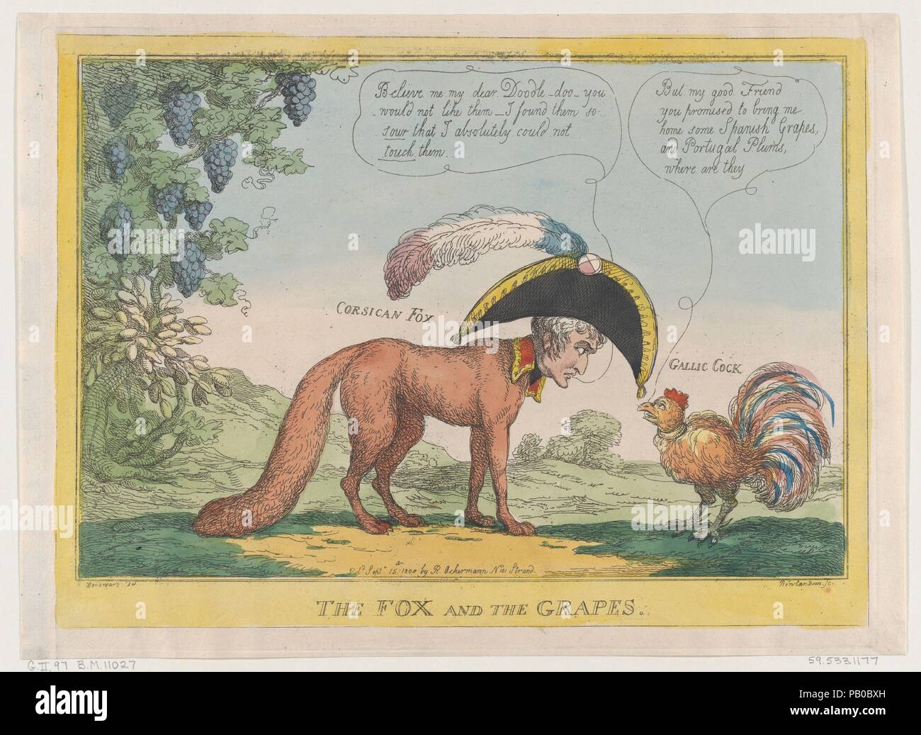The Fox and the Grapes. Artist: Thomas Rowlandson (British, London 1757 ...