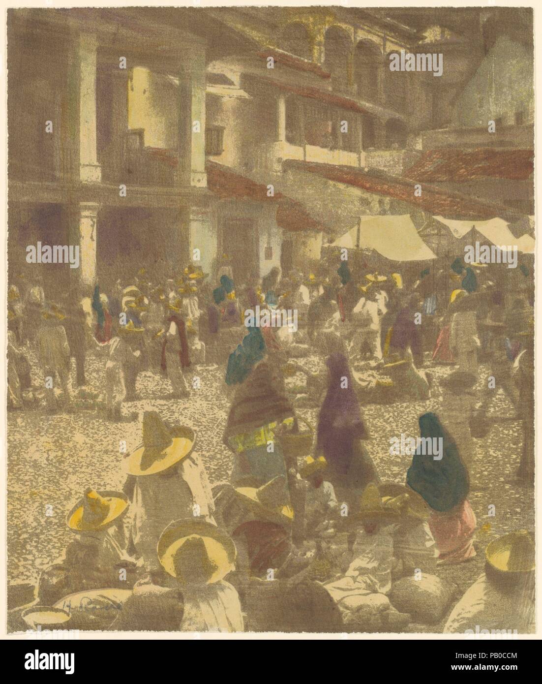 The Plaza, Market Day, Taxco, Mexico. Artist: Henry Ravell (American ...