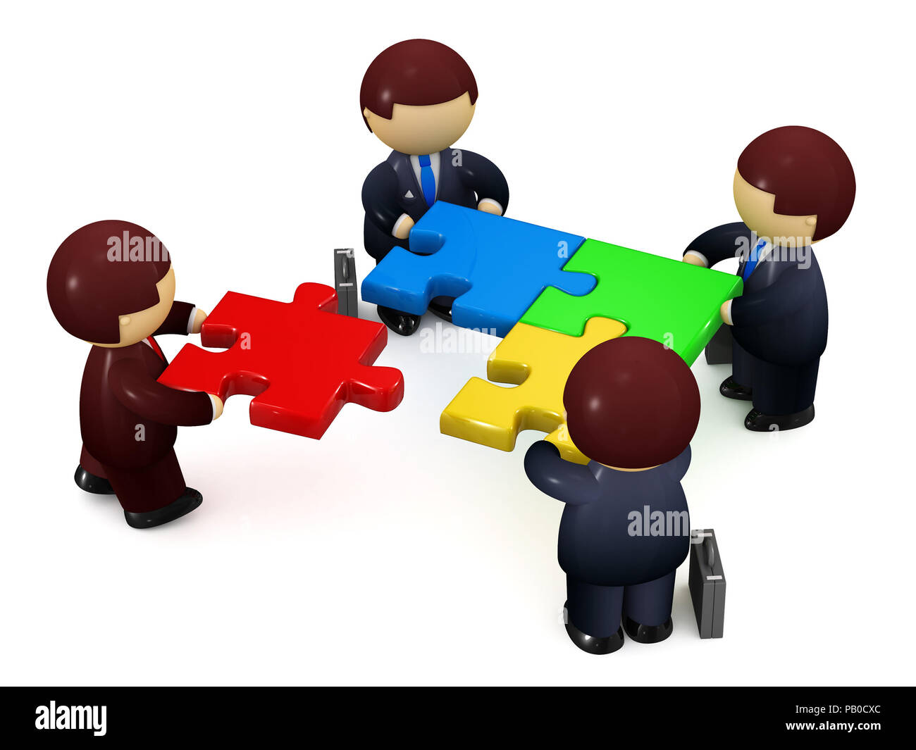 Businessmen solving jigsaw puzzle Stock Photo - Alamy