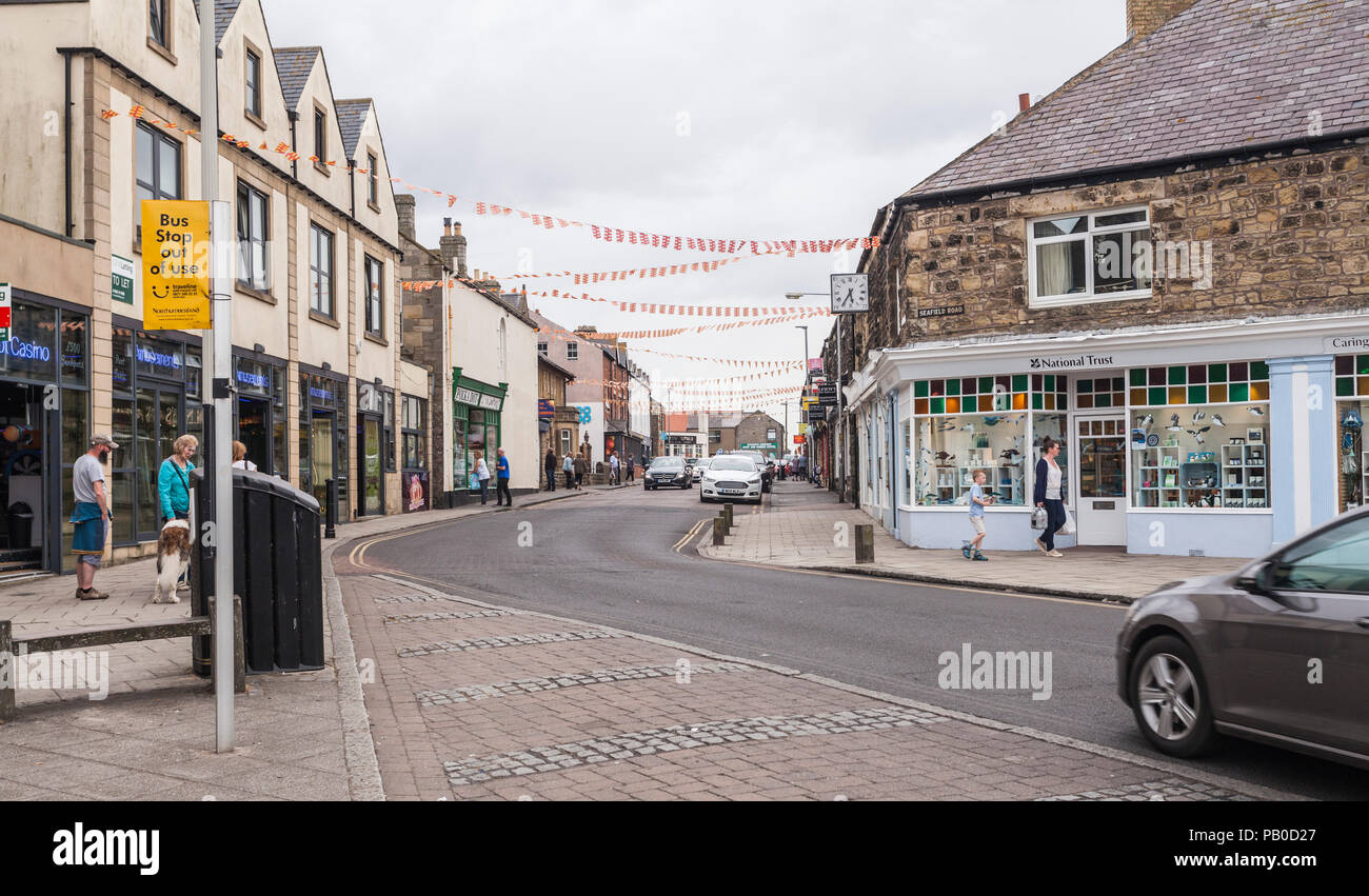 Seafield Road street scene at Seahouses,Northumberland,England,UK Stock ...