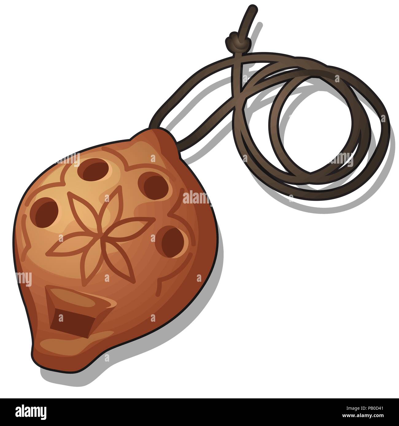 Clay wind musical instrument isolated on white background. Vector ...