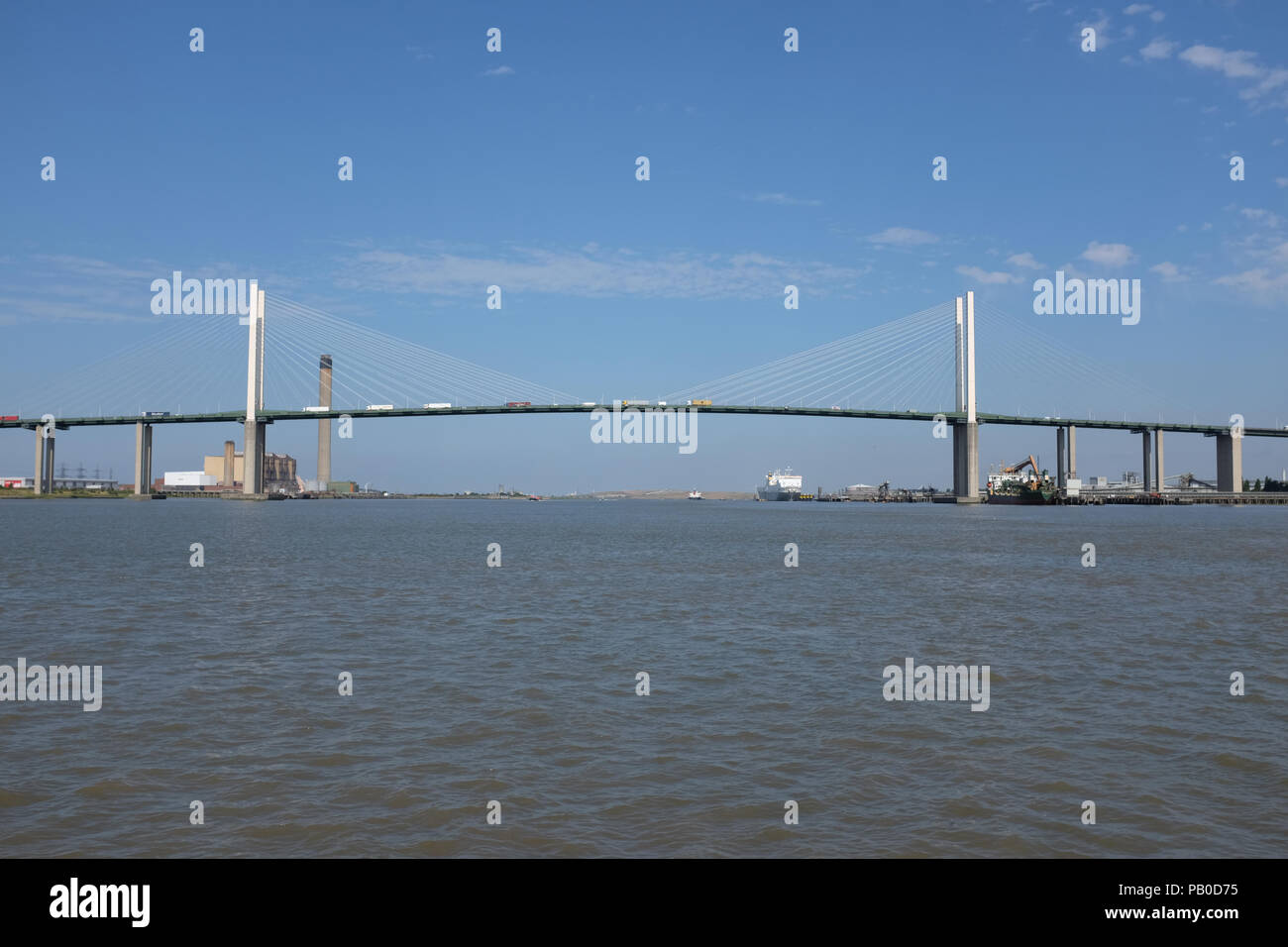 The QE2 2 Bridge crossing the River Thames between Dartford Kent and ...