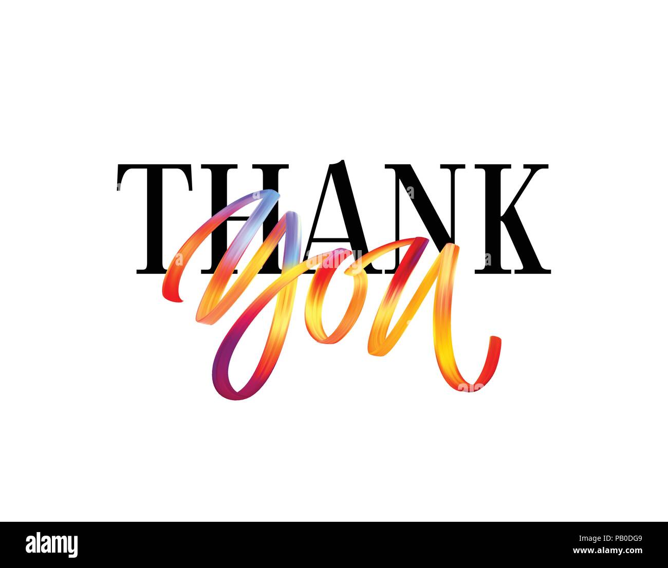 Hand drawn color brush lettering quote Thank You. Vector illustration ...
