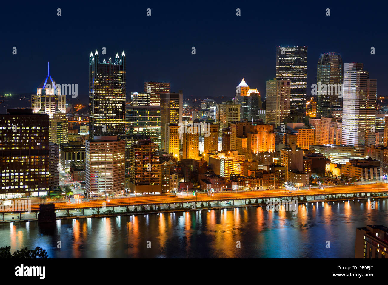 Downtown Pittsburgh over Allegheny River Pennsylvania USA Stock Photo ...