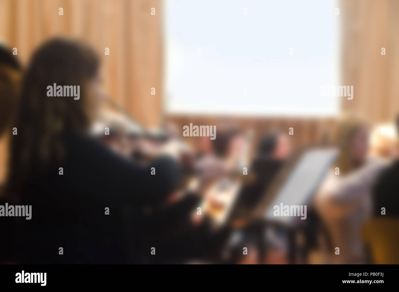 Artists symphony orchestra. abstract blurred image. Musician plays a ...