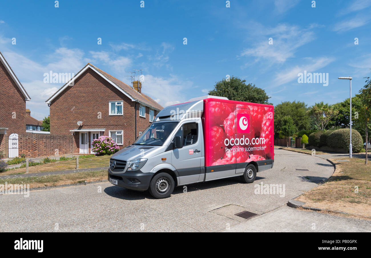 Ocado food delivery van delivery groceries from the online supermarket ...