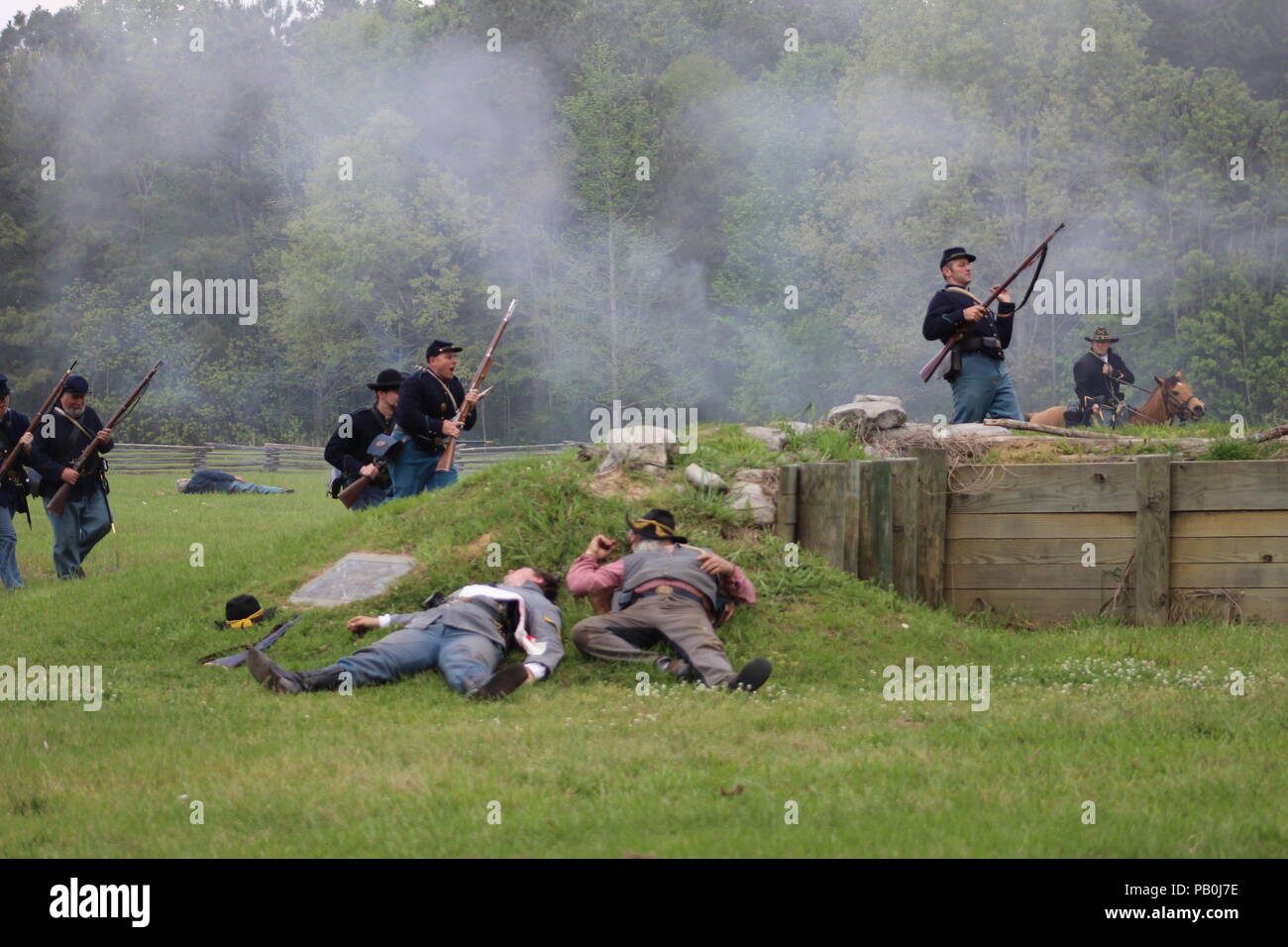 Union charge during Civi War Reenactment at Port Hudson, La Stock Photo ...