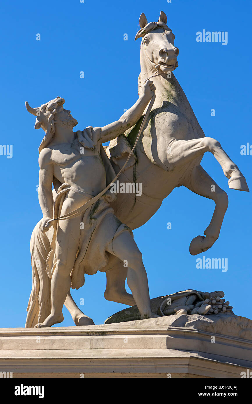 Obotrite tames his horse, sculpture by Christian Genschow about 1873 ...