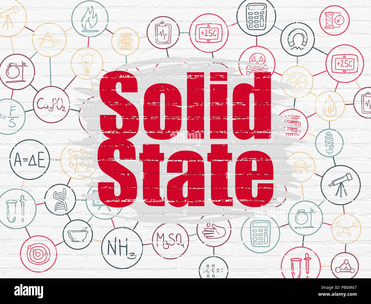 Science concept: Solid State on wall background Stock Photo - Alamy