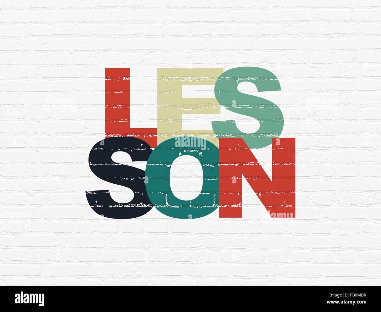Education concept: Lesson on wall background Stock Photo - Alamy