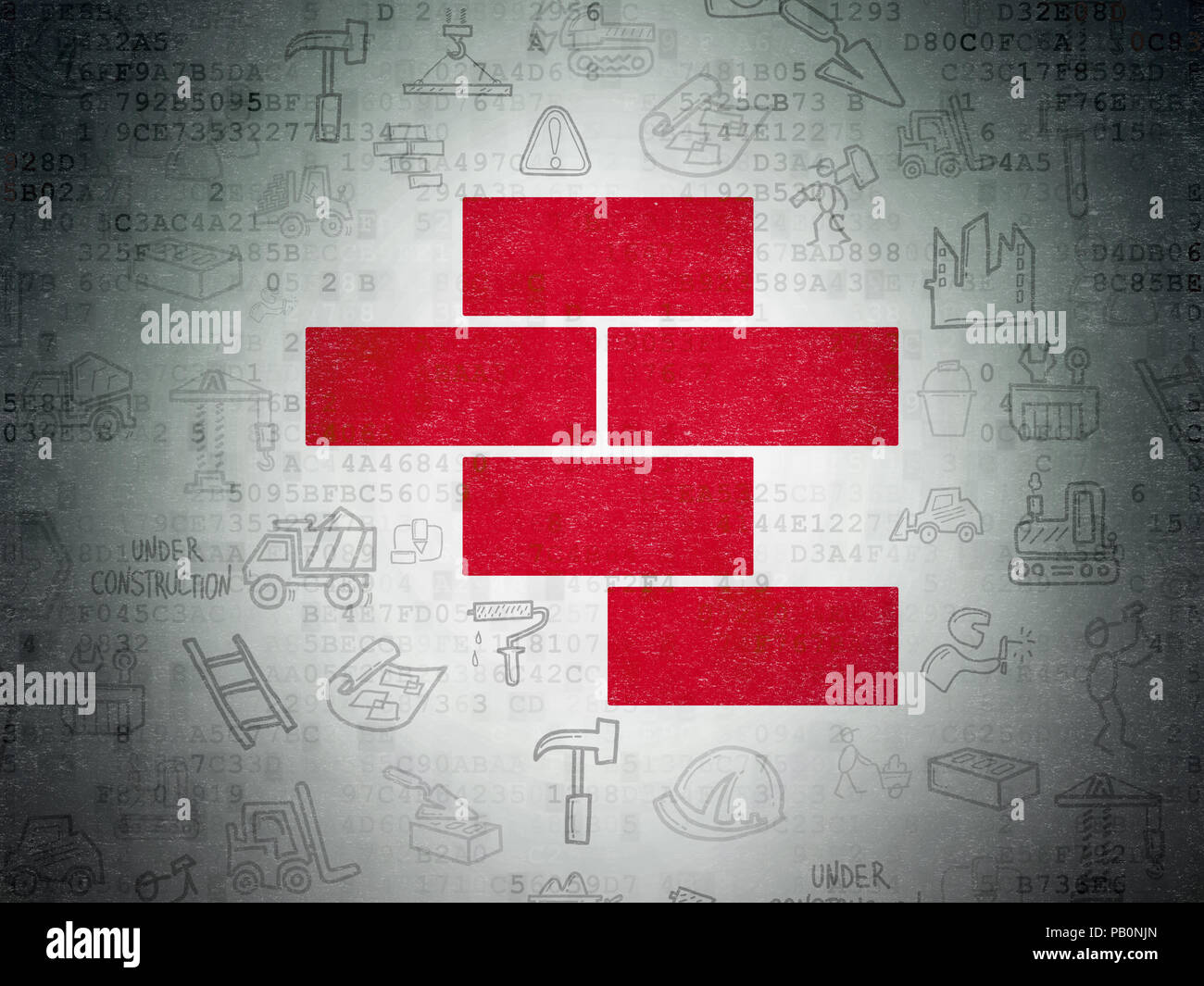 Constructing concept: Bricks on Digital Data Paper background Stock ...