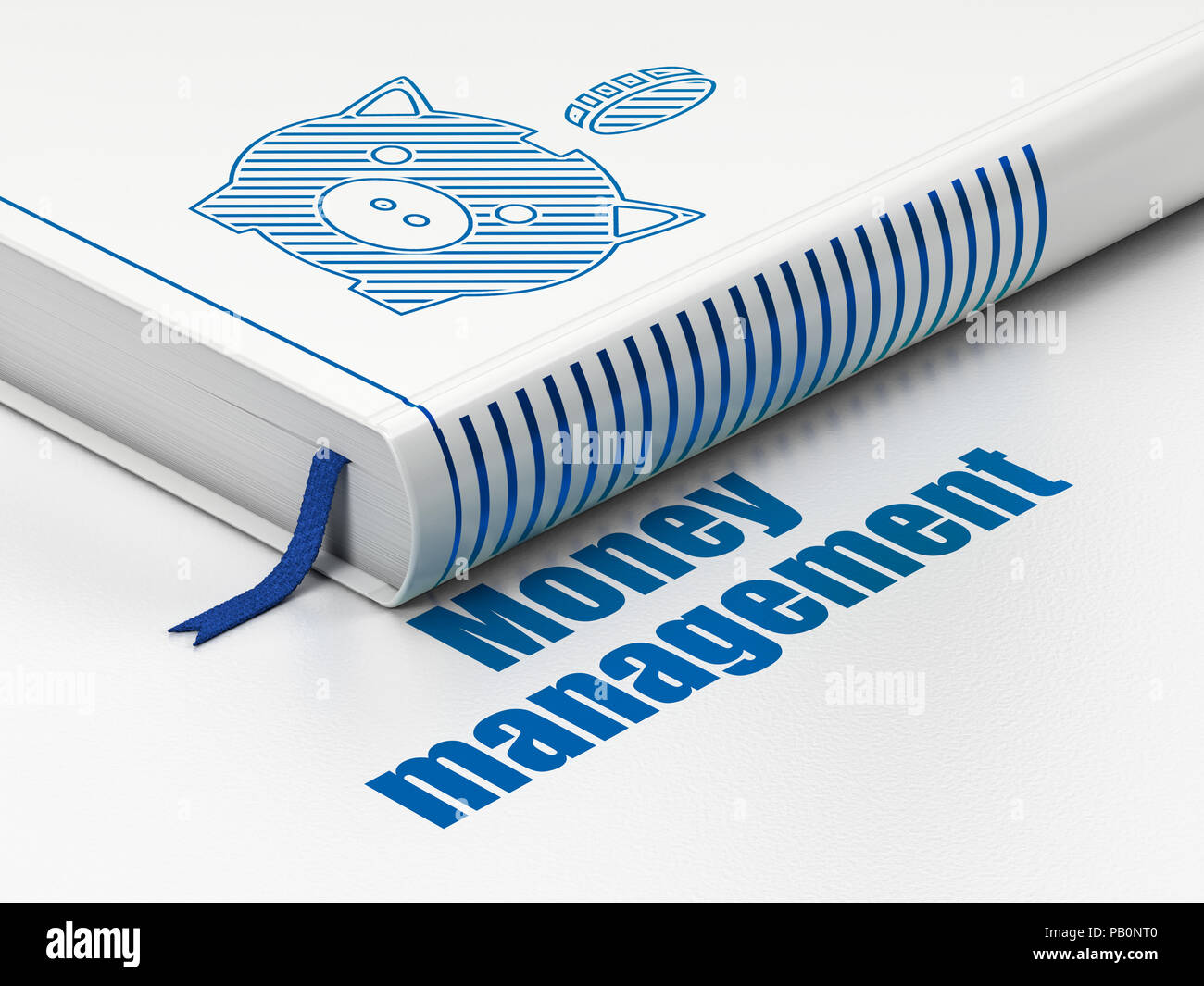 Currency concept: book Money Box With Coin, Money Management on white ...