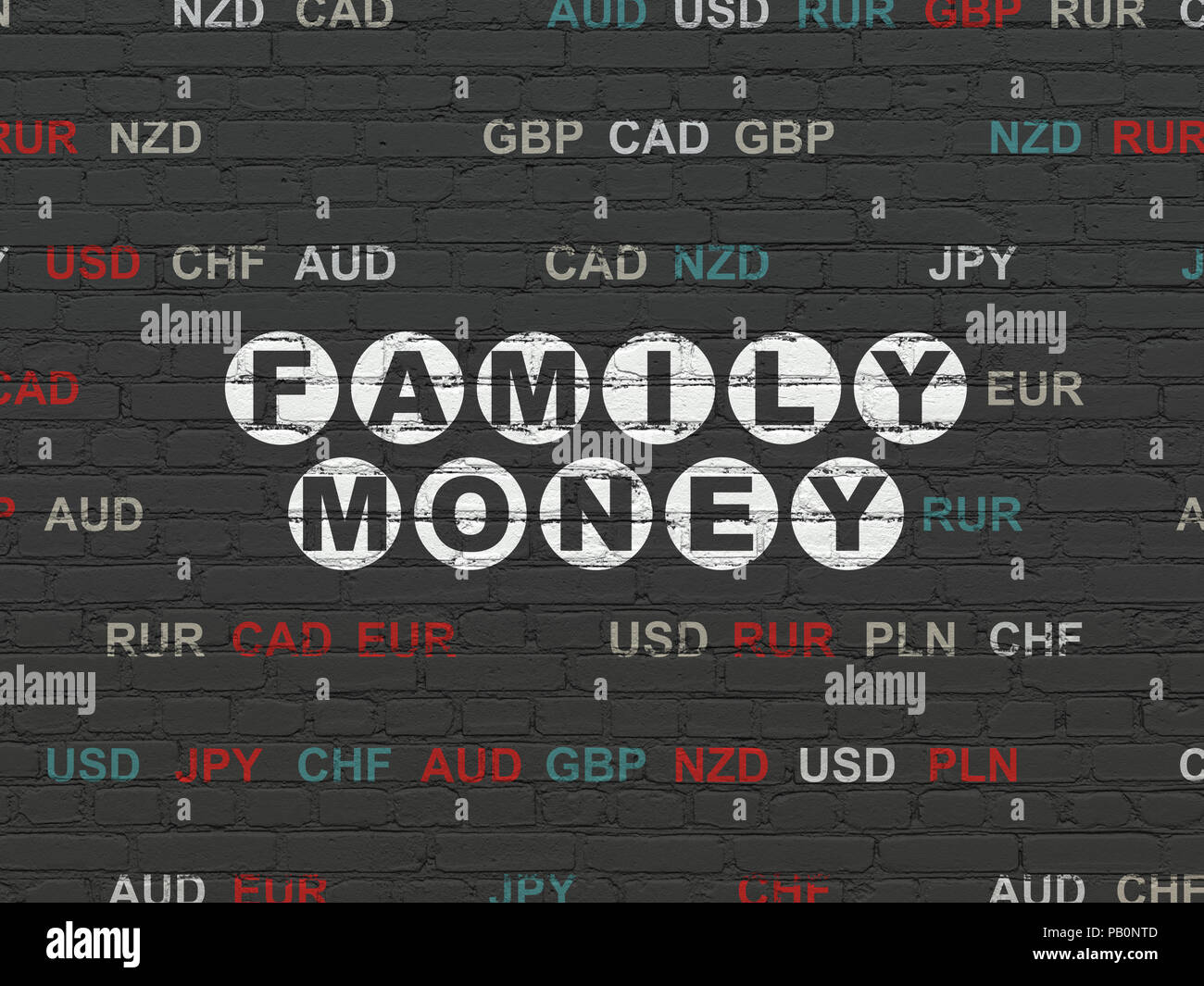 Banking concept: Family Money on wall background Stock Photo - Alamy