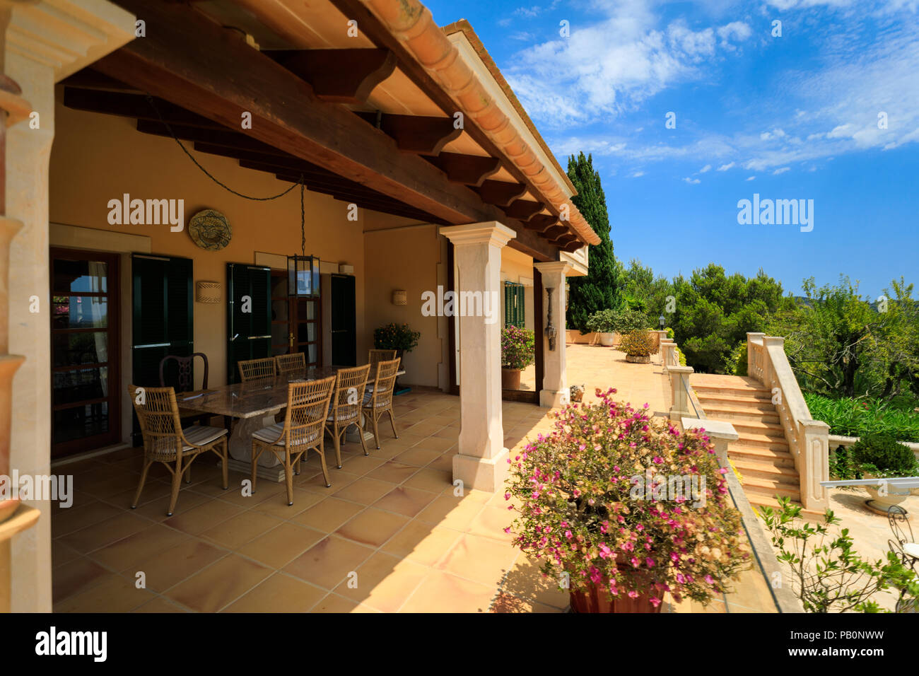 Terrace of the Spanish house Stock Photo - Alamy