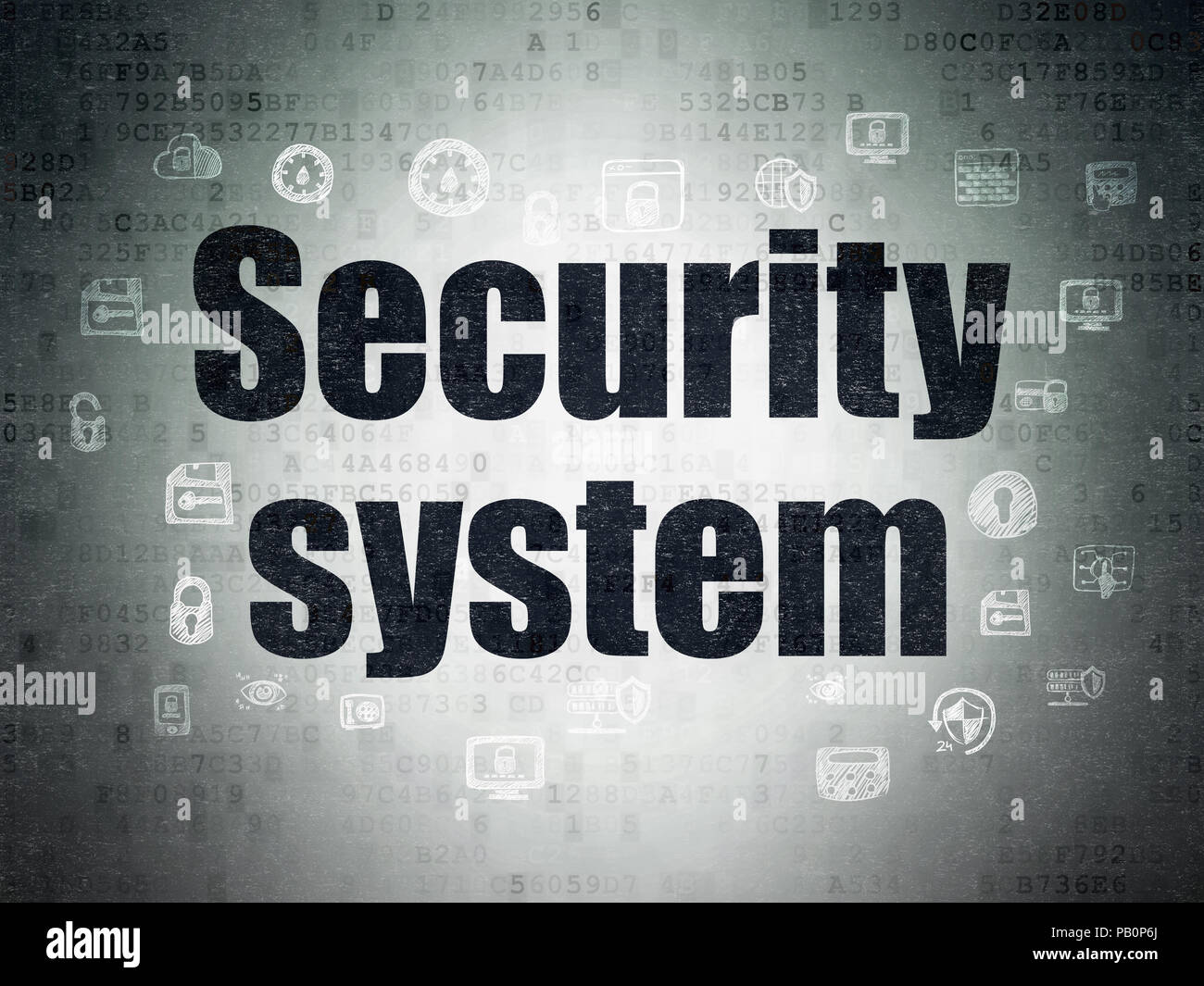 Protection concept: Security System on Digital Data Paper background ...