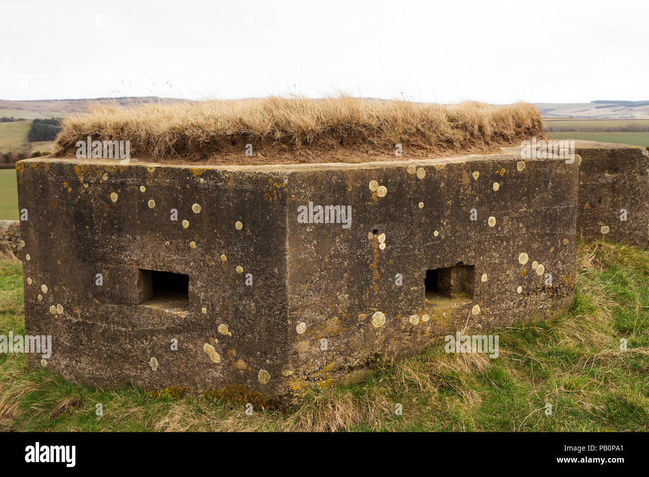 Pillbox dating from World War Two in the countryside of Northumberland ...