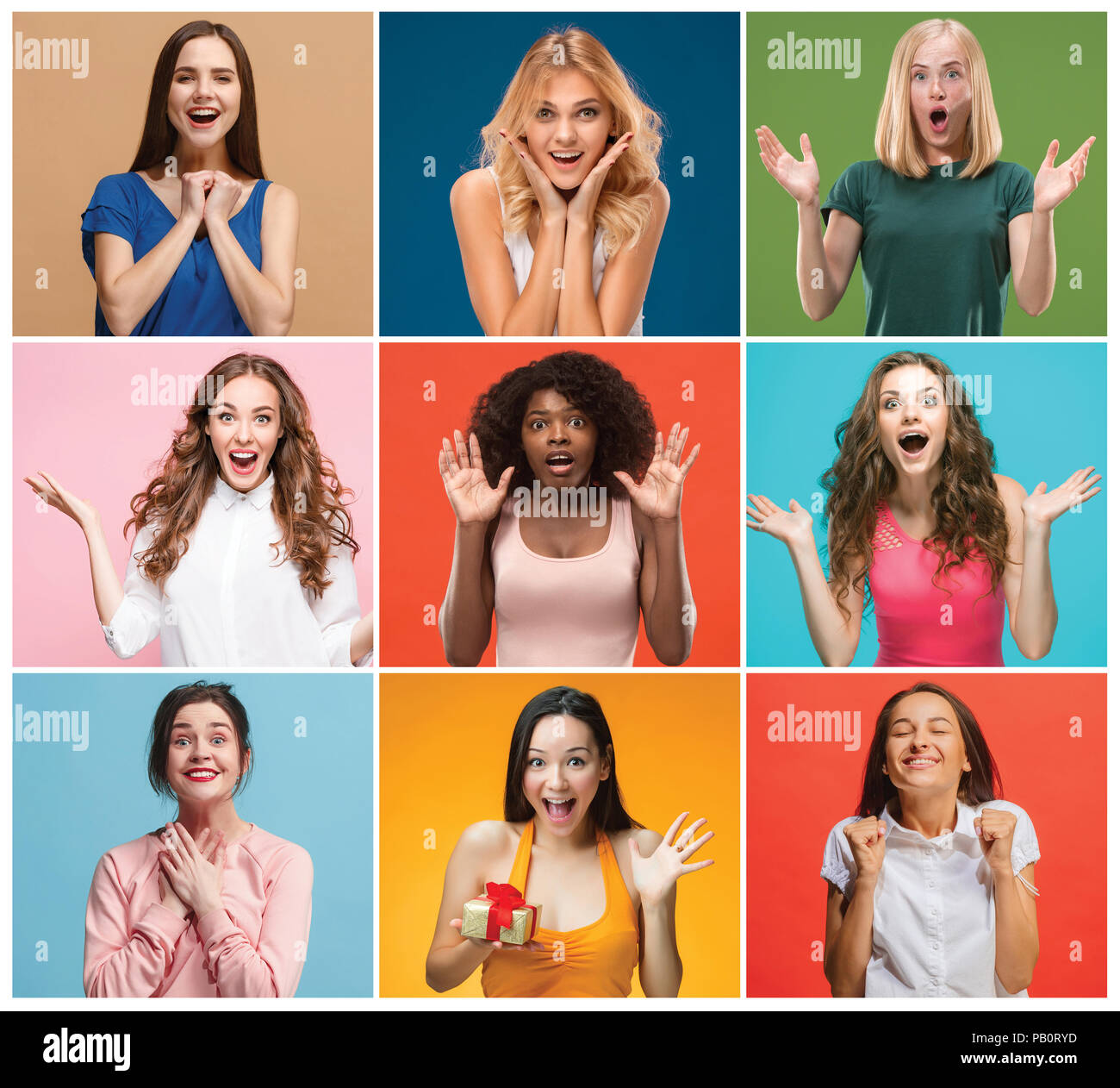 The collage of surprised people Stock Photo - Alamy