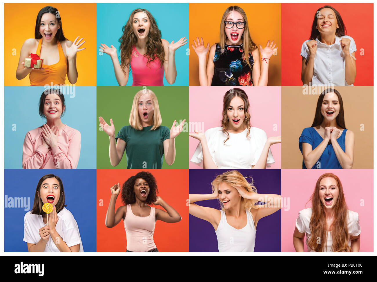 The collage of surprised people Stock Photo - Alamy