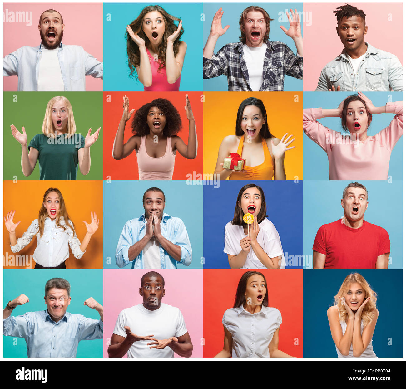 The collage of surprised people Stock Photo - Alamy