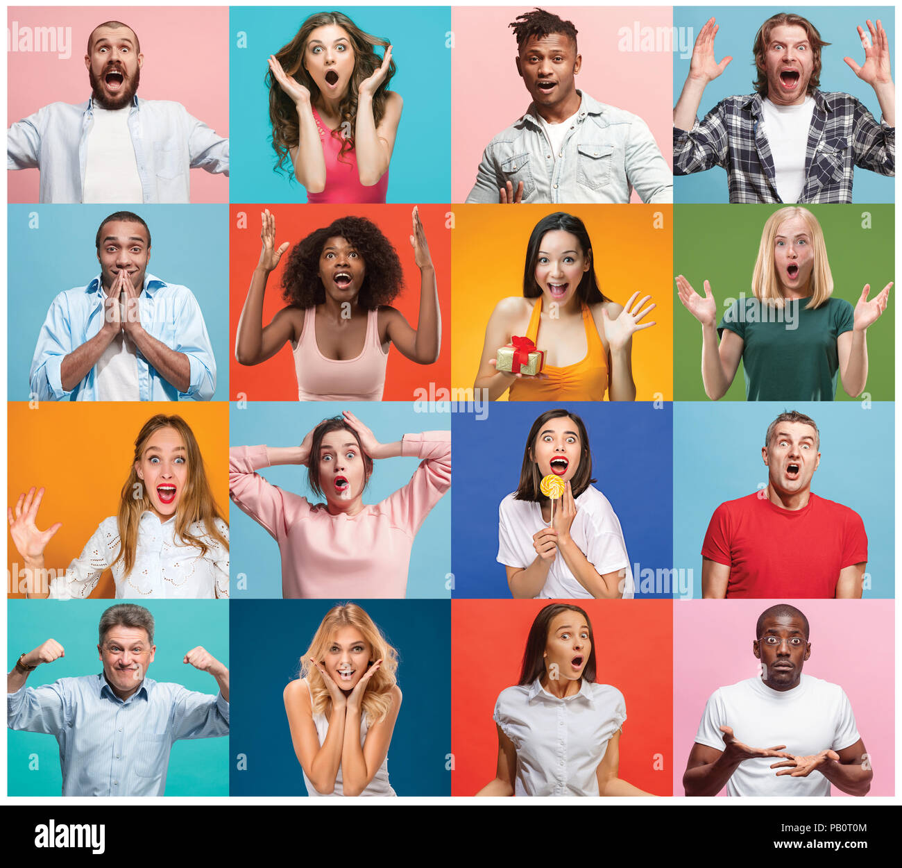 The collage of surprised people Stock Photo - Alamy