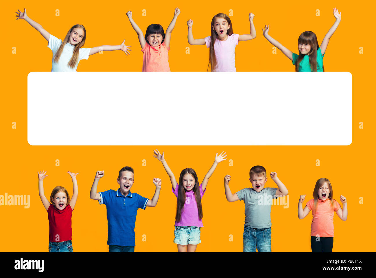 Happy children celebrating victory hi-res stock photography and images ...