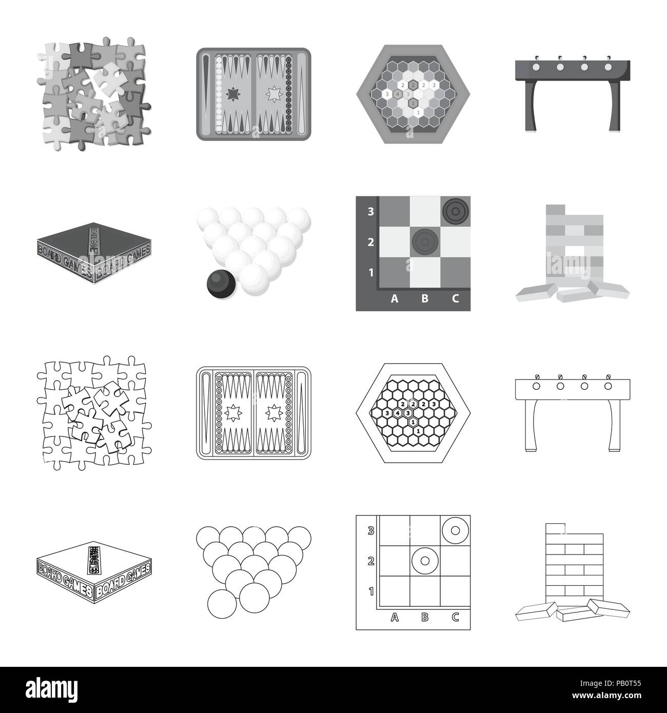 Board game outline,monochrome icons in set collection for design. Game ...