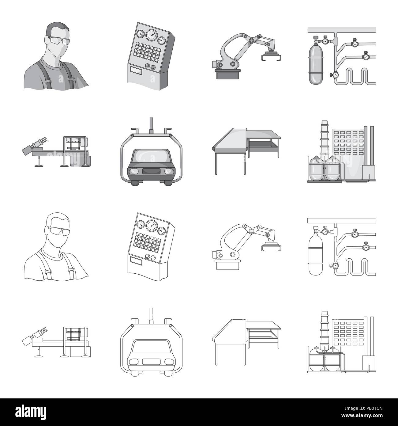 Automotive industry and other icon in outline,monochrome style.New ...