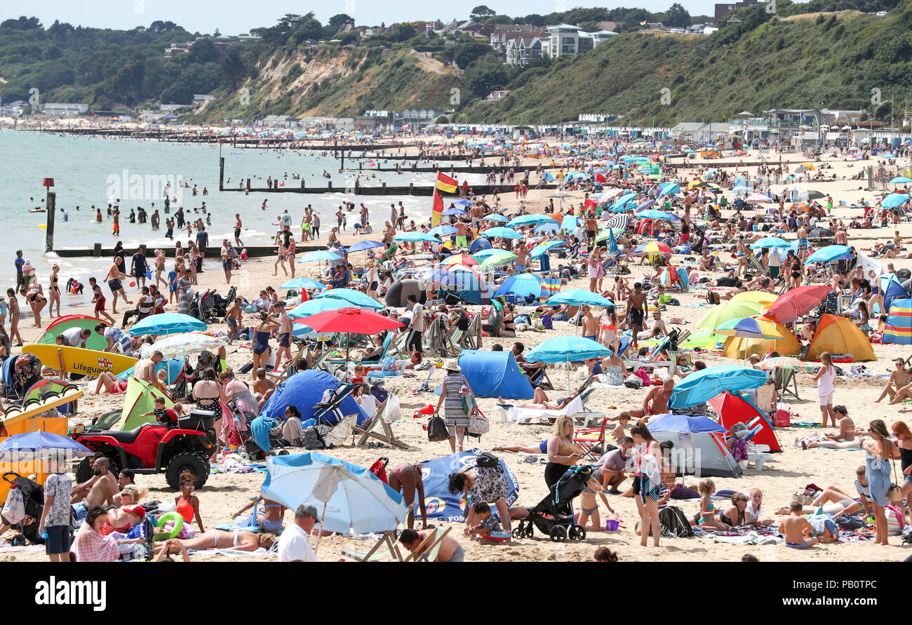 People enjoying the heatwave today on Bournemouth beach in Dorset as ...