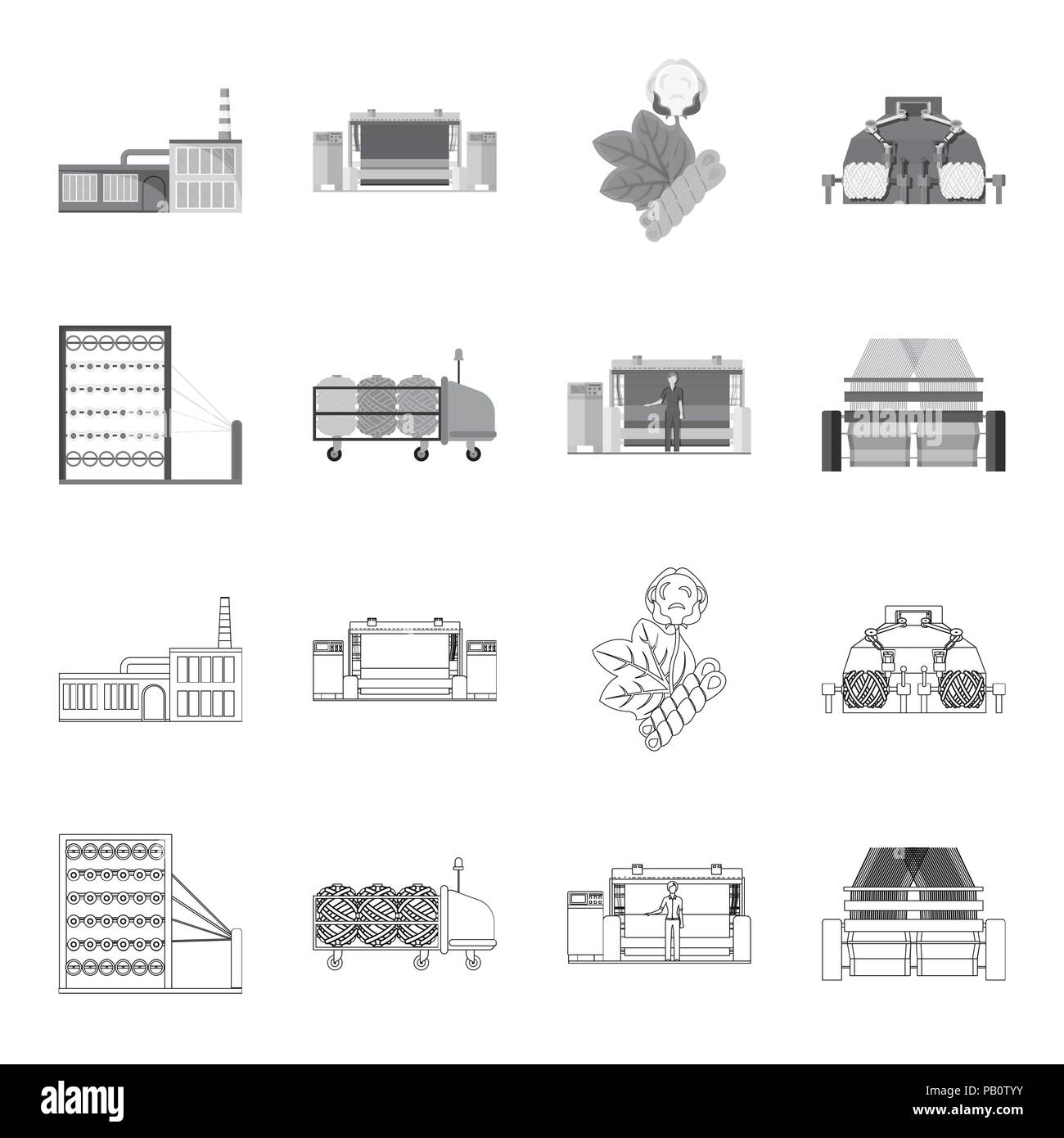 Machine, equipment, spinning, and other icon in outline,monochrome ...