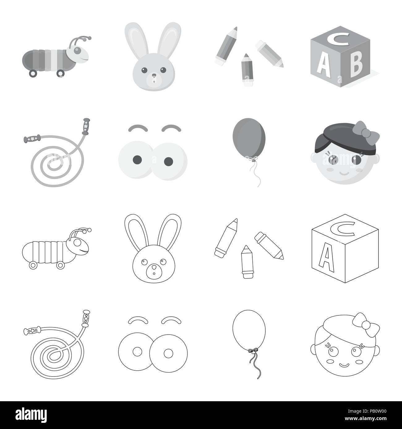 Children toy outline,monochrome icons in set collection for design ...