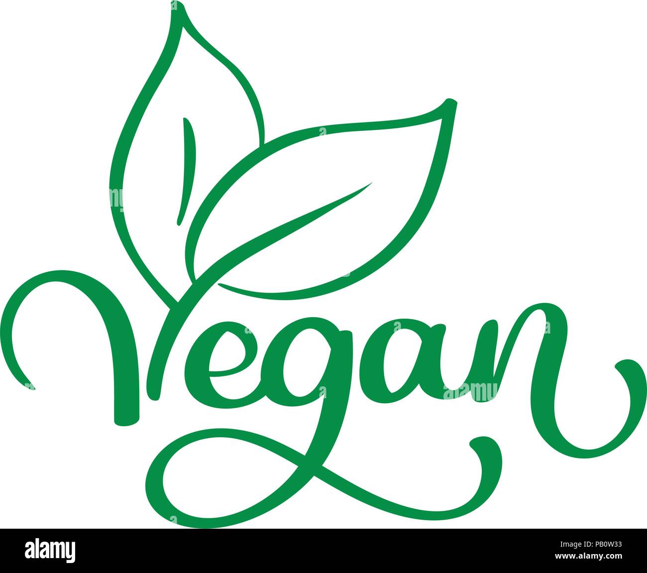 Vegan vector illustration logo, food design. Handwritten lettering for ...