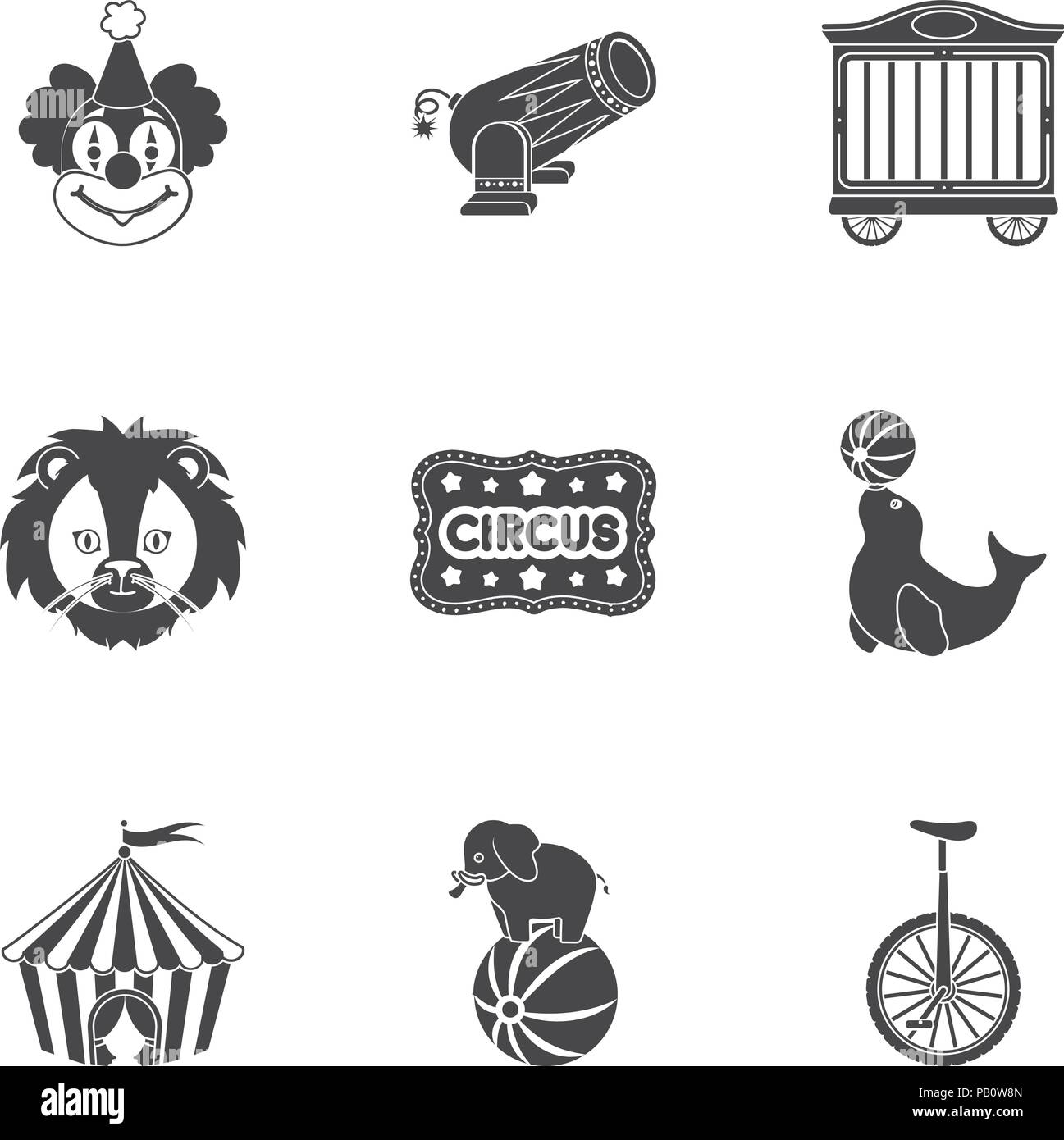 Circus set icons in black style. Big collection of circus vector symbol ...