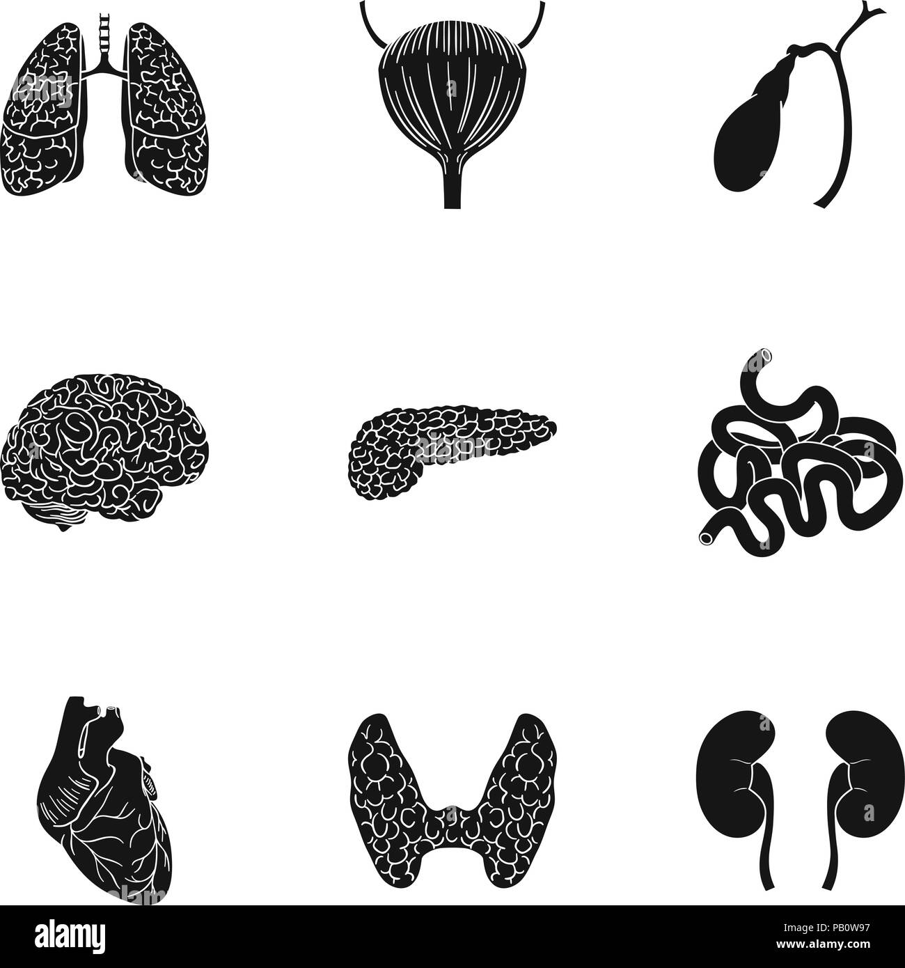 Human organs set icons in black design. Big collection of human organs ...