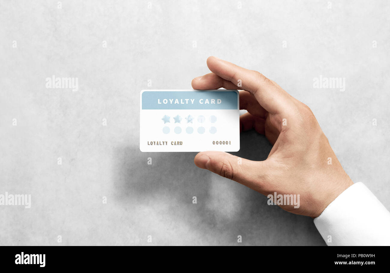 Hand hold discount card template with rounded corners. Plain reward ...